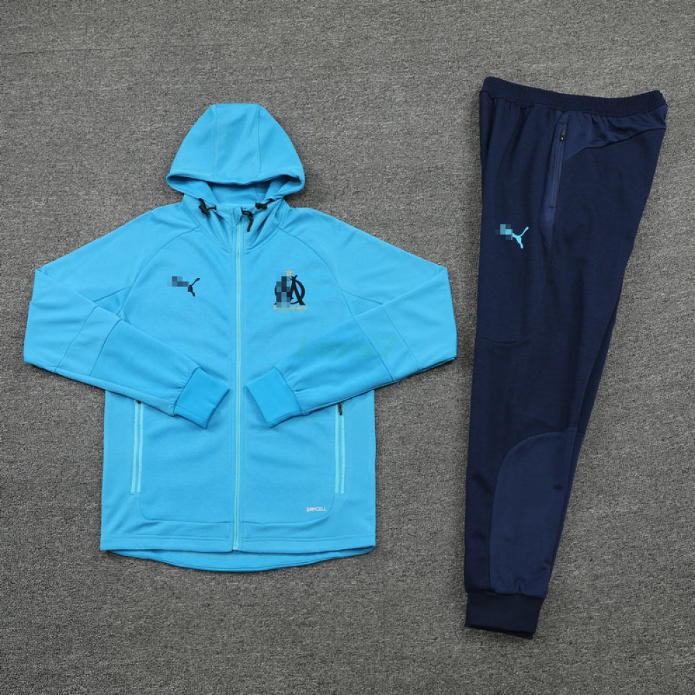 Chandal Olympique Marsella 2021/2022 Con Capucha Azul - LARS7 Chandal Olympique Marsella 2021/2022 Con Capucha Azul - LARS7